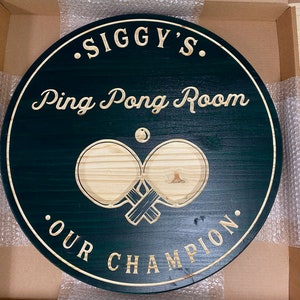Game Room Sign, Man Cave, Personalized Signs, Ping Pong, Round Wood ...