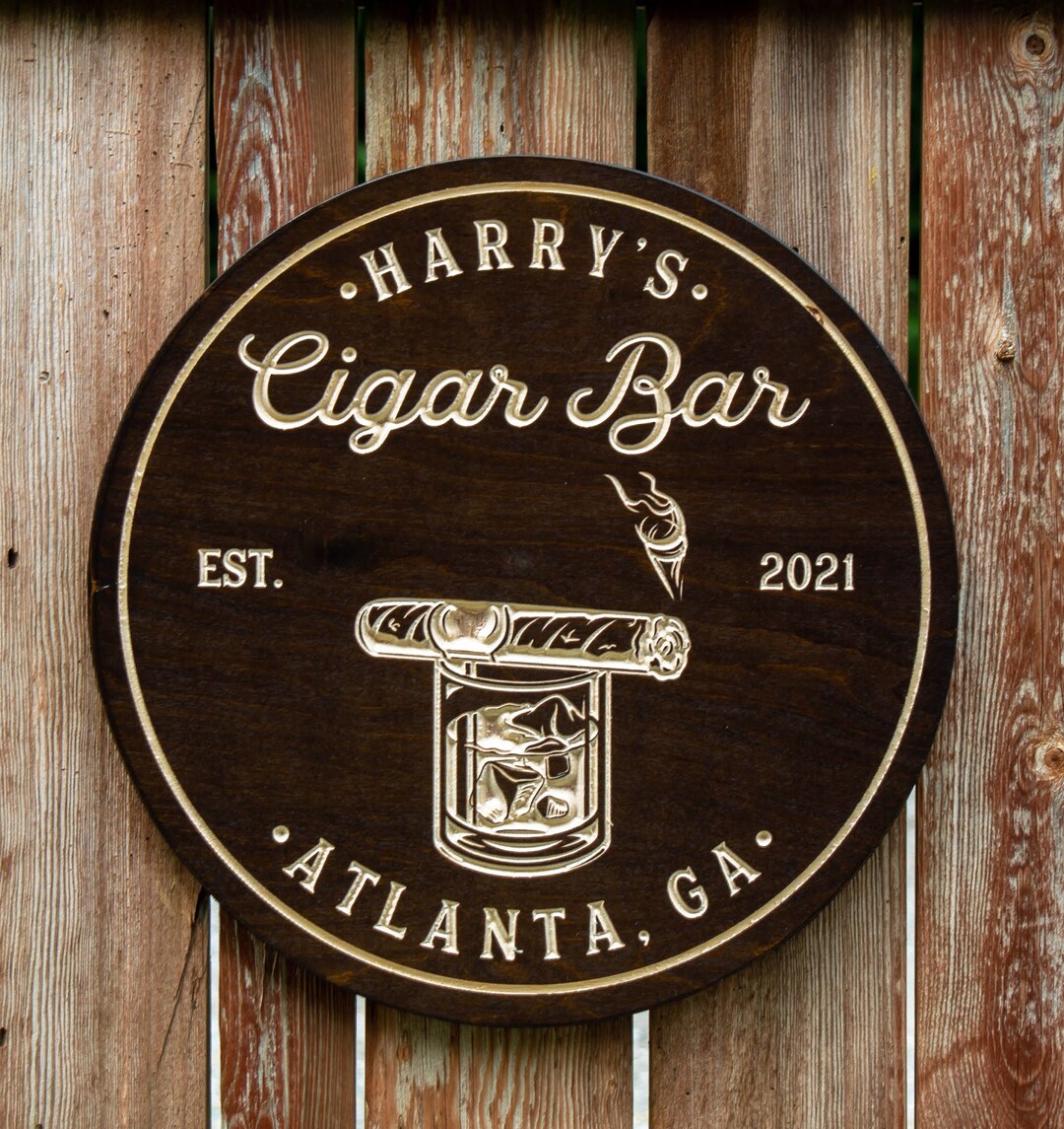 Cigar Bar Sign, Bar Signs, Cigar Lounge, Personalized Signs, Custom ...