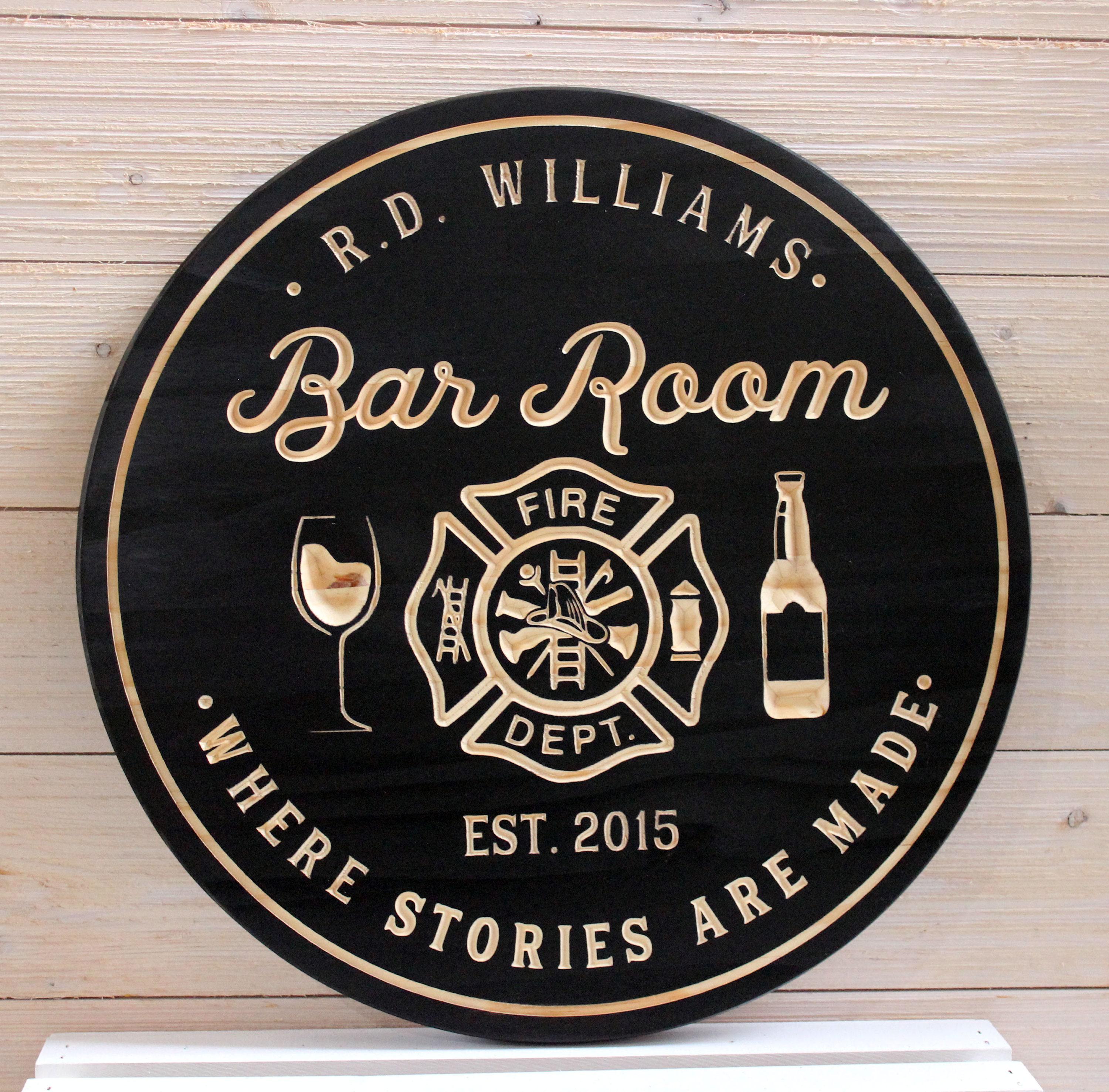 Personalized Firefighter Bar Sign: Firehouse Decor, Retirement Gift - Etsy