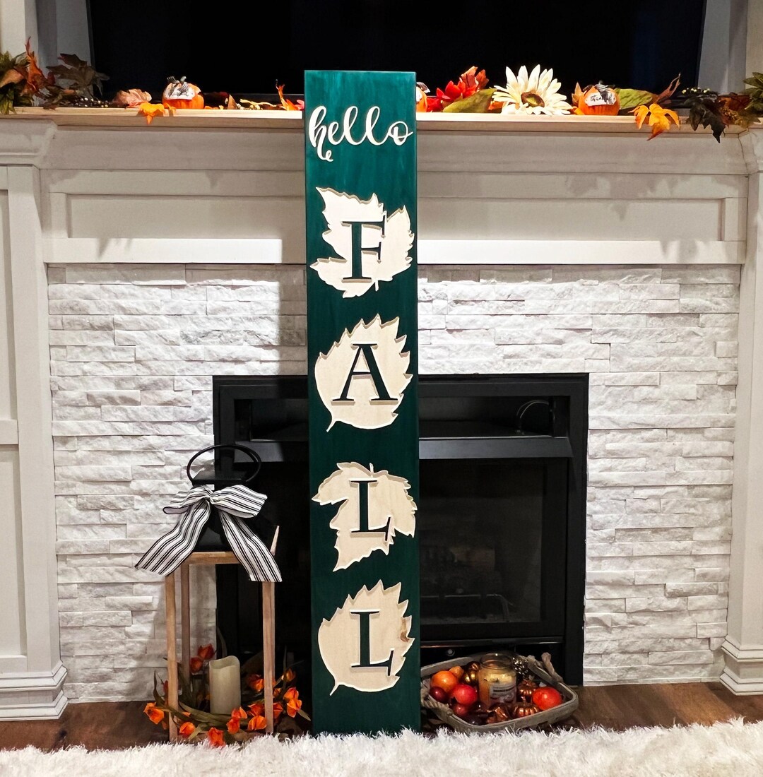 Hello Fall Sign: Carved Wood Autumn Porch Decor - Etsy