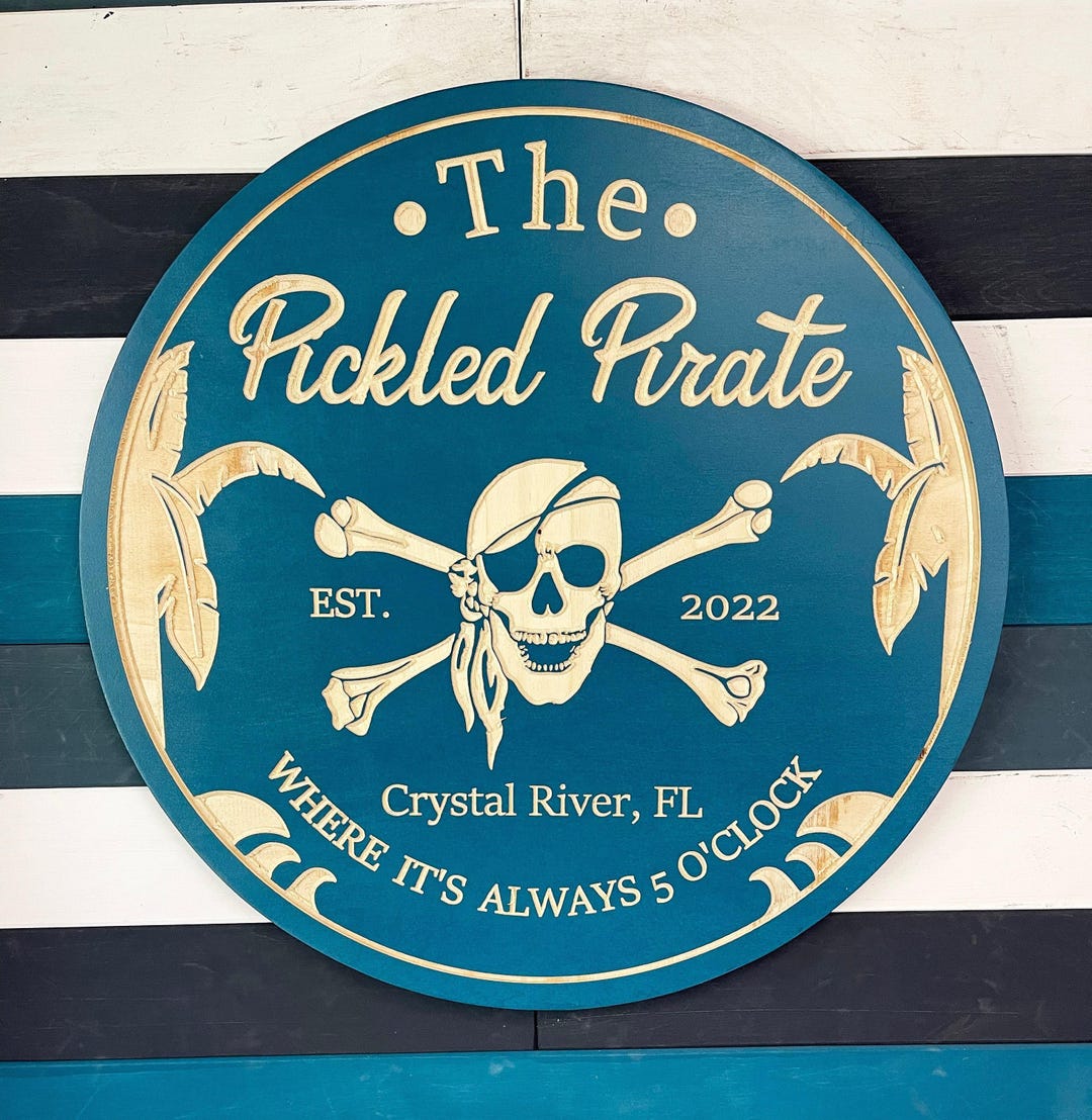 Personalized Pirate Bar Sign: Carved Wood Skull Decor - Etsy