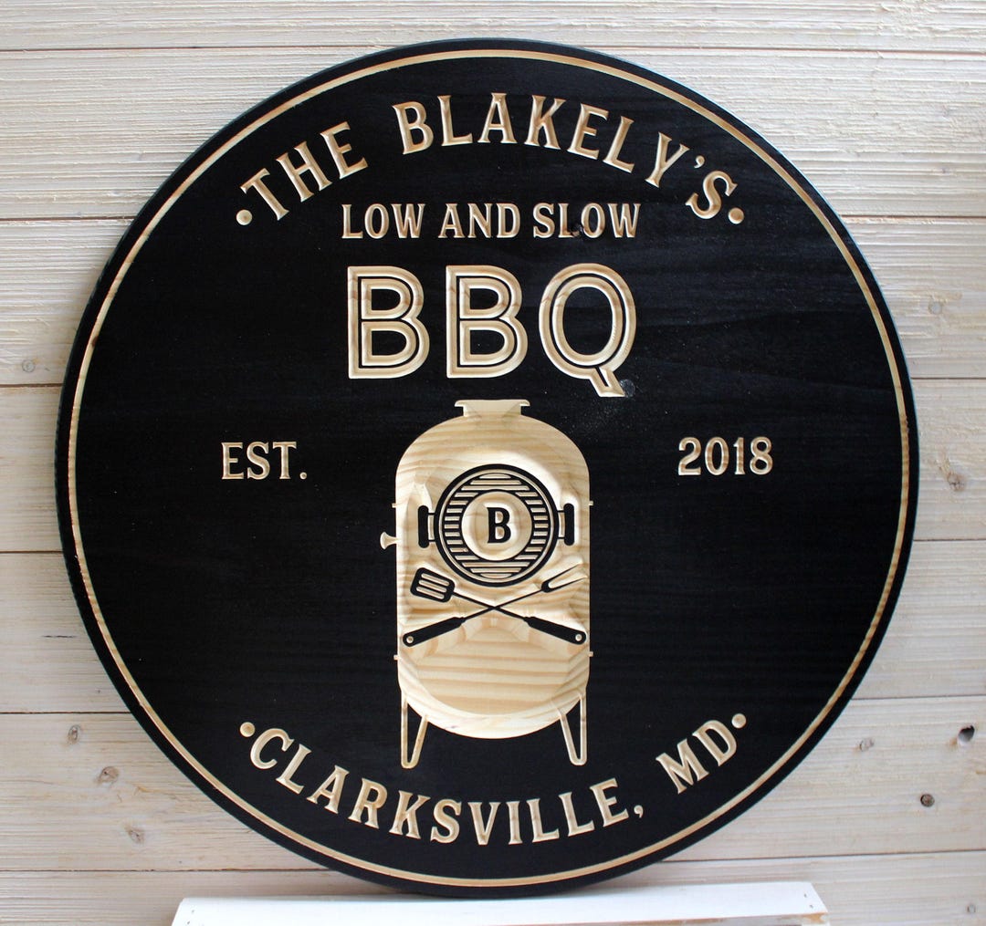 Custom Carved Wood BBQ Sign: Personalized Grill Decor - Etsy