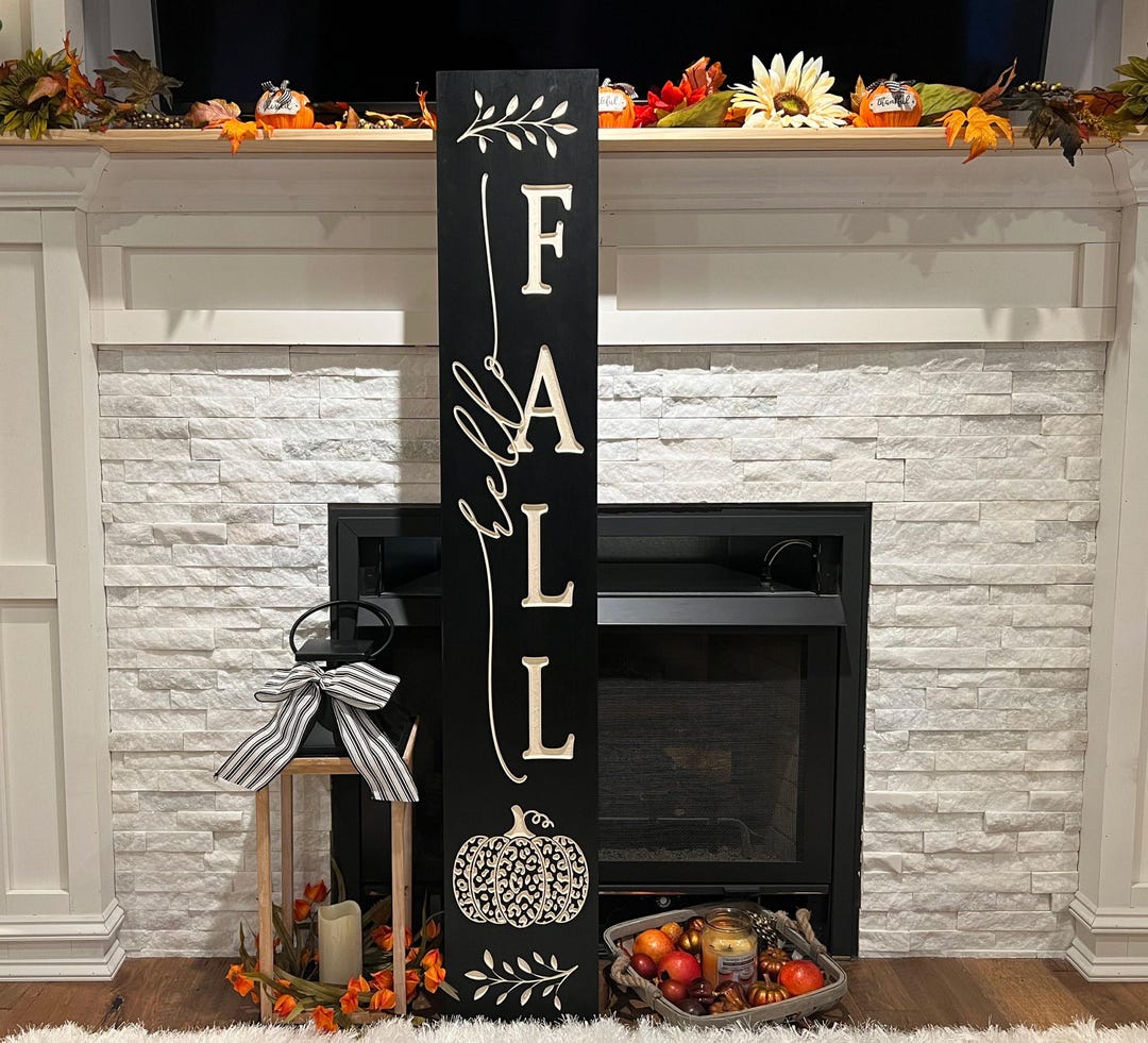 Carved Hello Fall Sign: Leopard Pumpkin Porch Decor - Etsy