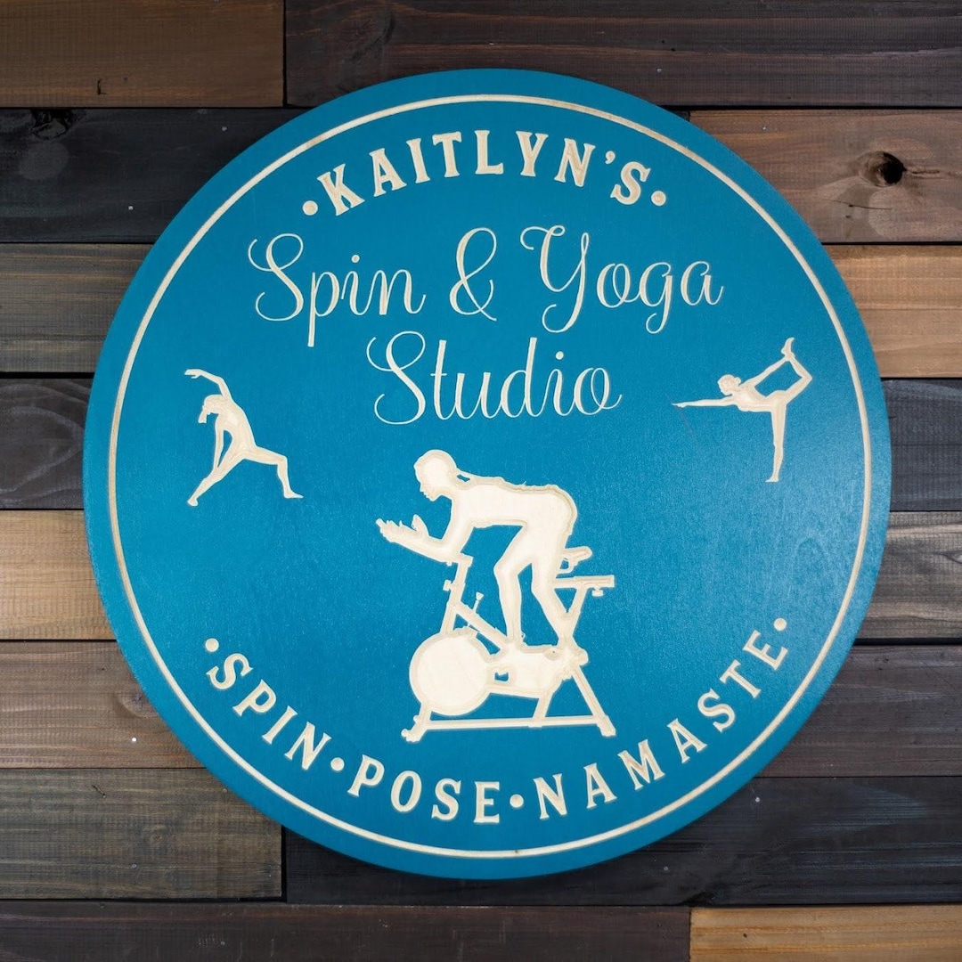 Personalized Home Gym Sign: Carved Wood Spin & Yoga Studio Decor - Etsy