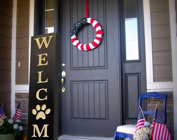 Welcome Paw Print Porch Sign Dog Paw Print - Etsy