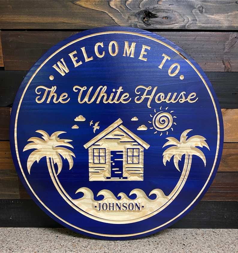 Personalized Beach House Sign: Carved Wood Pool Decor - Etsy