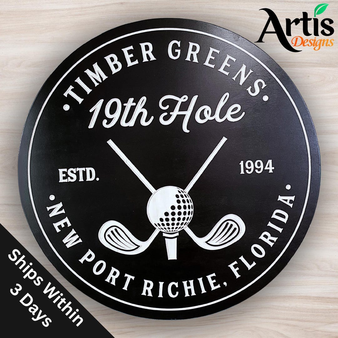 Personalized Golf Sign: Carved Wood Bar Decor, Golfer Gift - Etsy