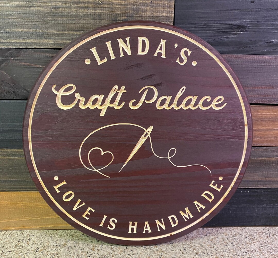 Personalized Craft Room Sign: Carved Wood Sewing Decor - Etsy