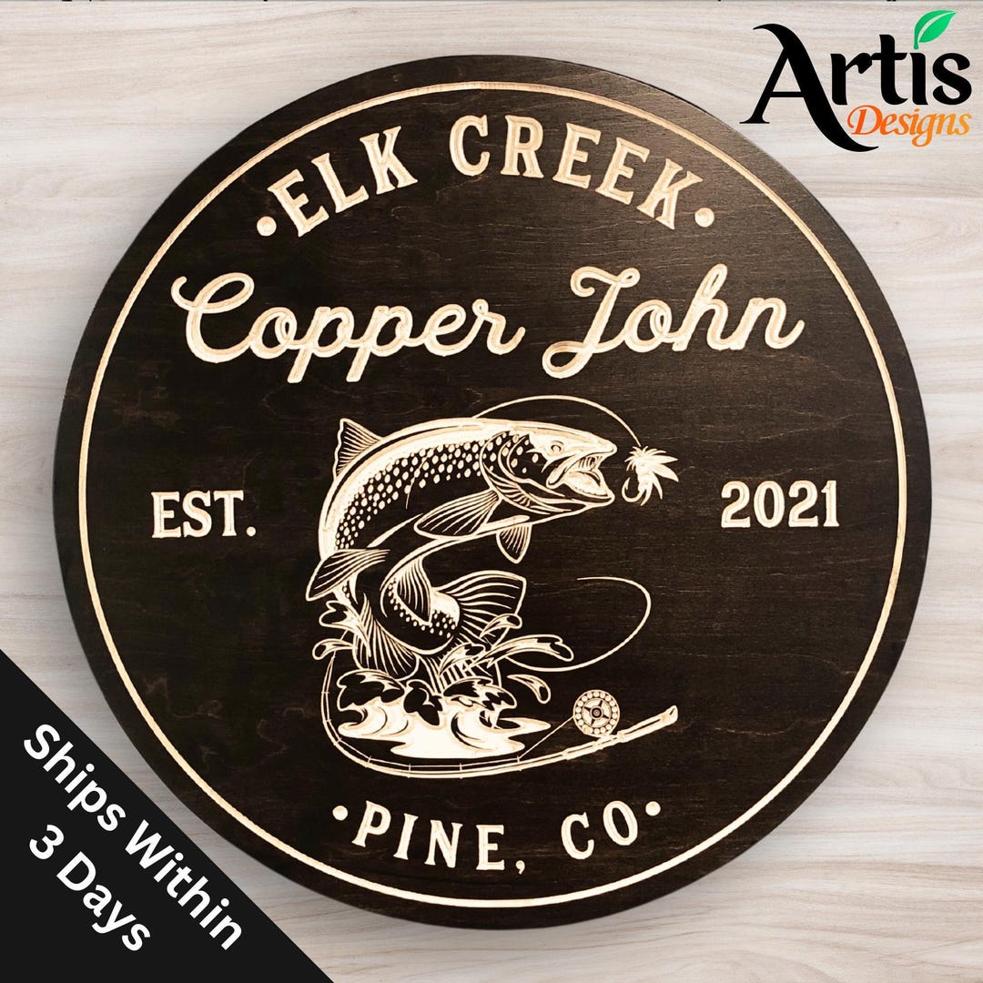 Custom Carved Trout Fishing Sign: Personalized Man Cave Decor - Etsy
