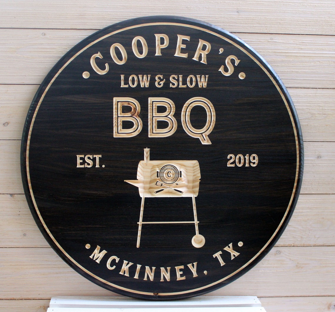 Grill Sign BBQ Signs Personalized Grill Sign Carved Wood - Etsy