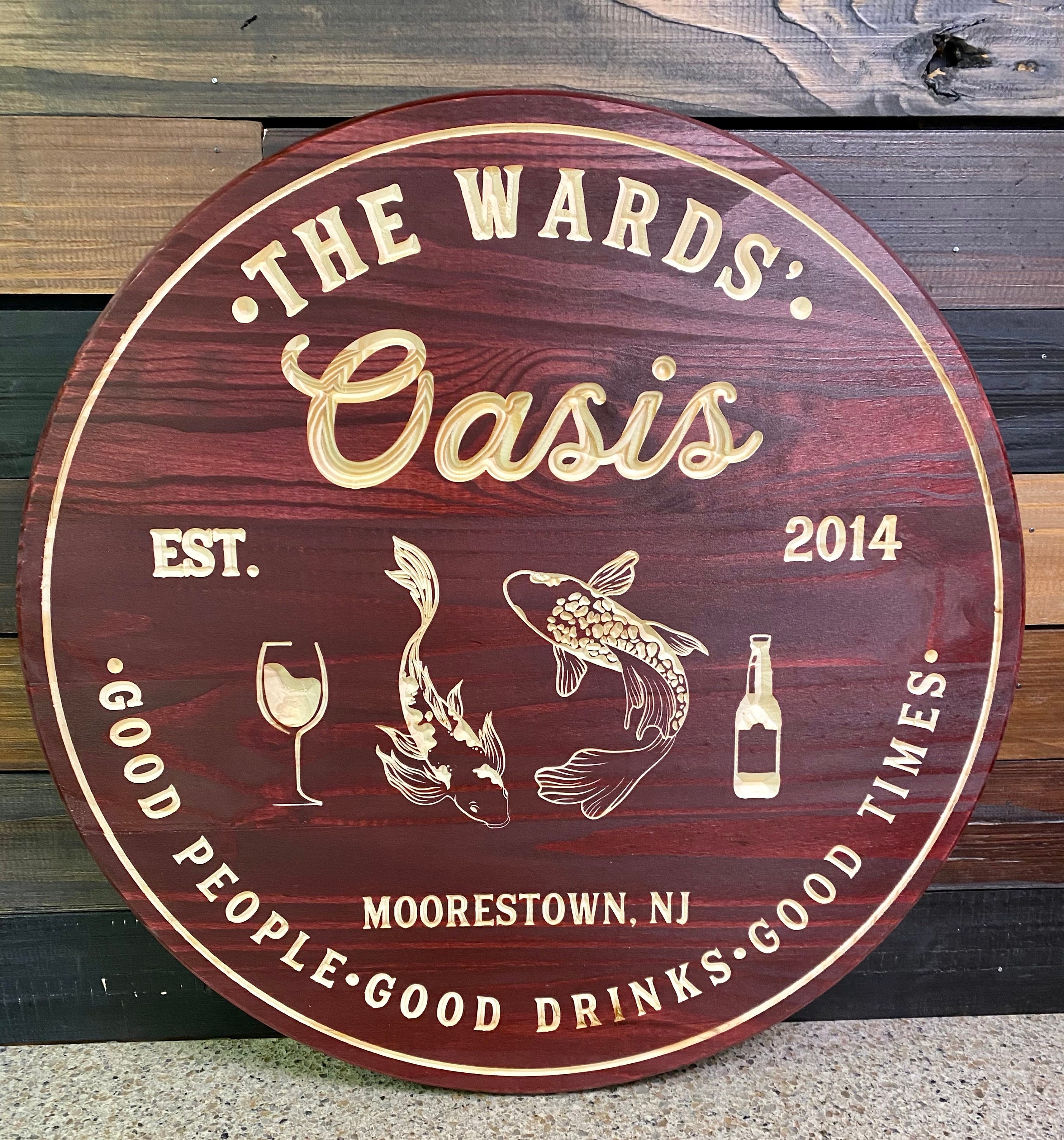 Koi Fish Sign Pool Sign Pond Sign Personalized Sign Carved - Etsy UK