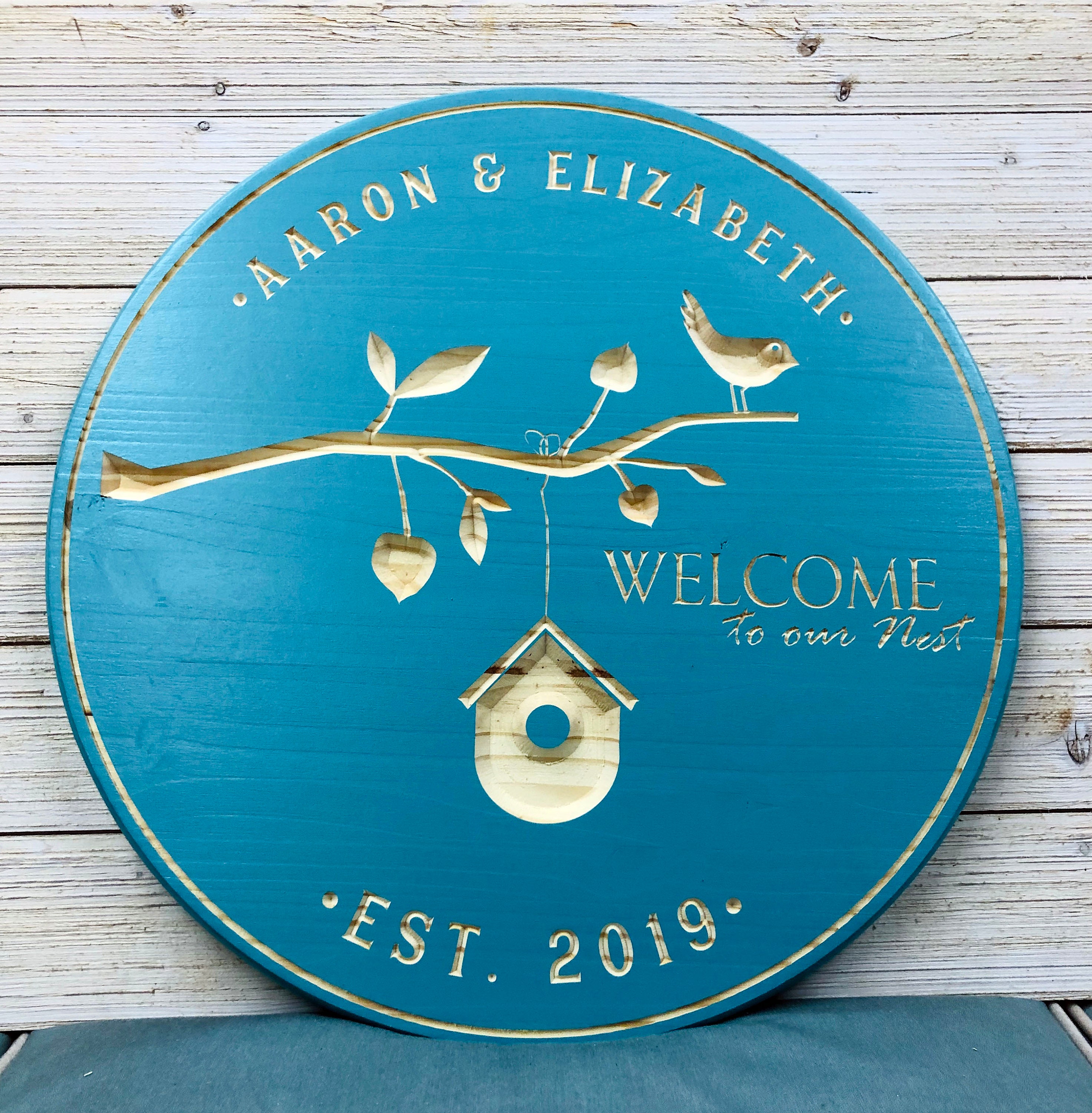 Welcome to Our Nest Sign Carved Wood Sign Personalized Name - Etsy