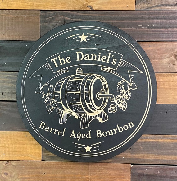 Bourbon Barrel Sign Wine Barrel Sign Personalized Bar Sign - Etsy