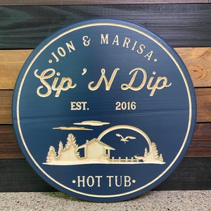 Personalized Hot Tub Sign: Custom Carved Wood Decor - Etsy
