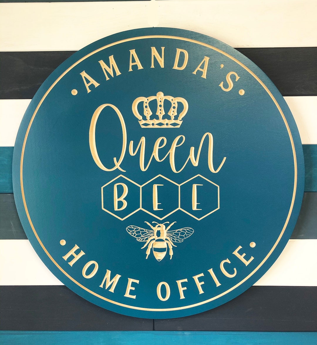 Personalized Home Office Sign, Bee Signs, Carved Signs, Custom Office ...