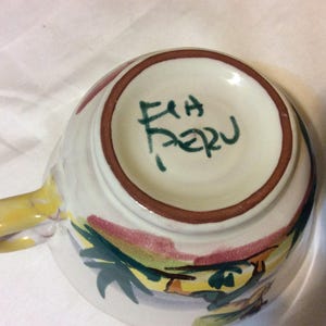 Vintage Peruvian Hand Painted Pottery Coffee/tea Cups Set - Etsy