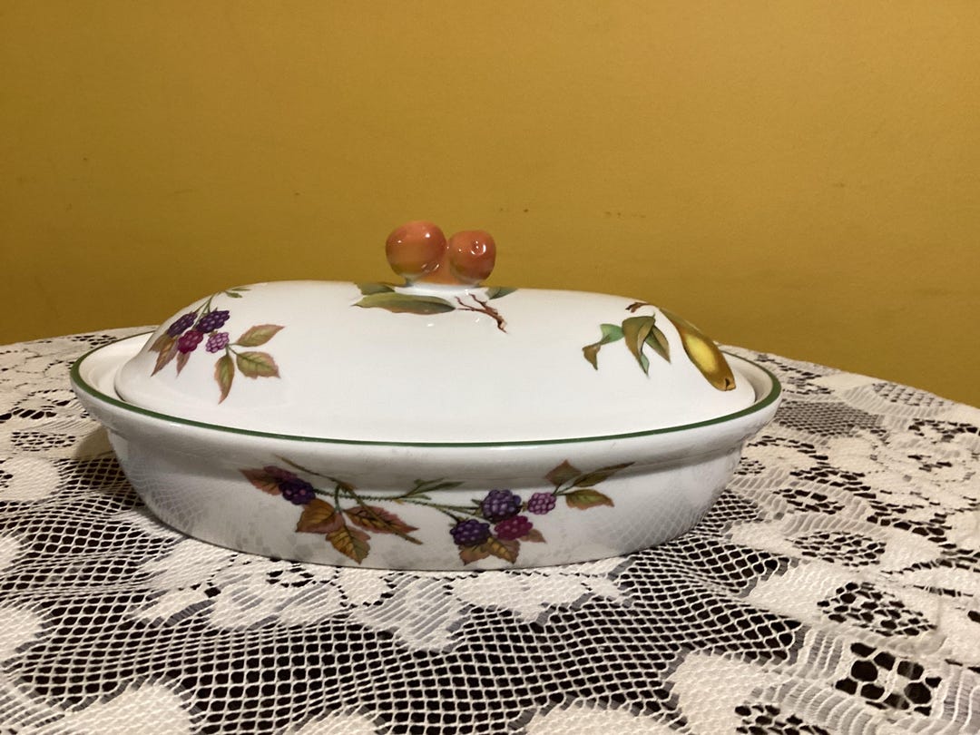 English Country Evesham Vale Royal Worcester Serving Dish With Lid Made ...