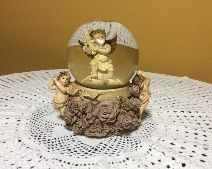 Victorian Angel Playing Harp With Cherubs Music Snow Globe - Etsy