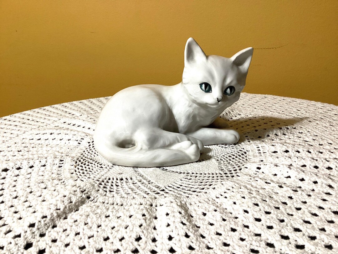 Vintage White Ceramic Cat Figurine Made in Italy - Etsy