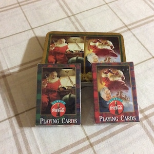 Christmas Vintage Coca Cola Nostalgia Double Deck Santa Playing Cards ...