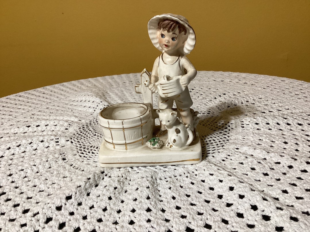 Antique Ceramic Boy Figurine Candleholder - Etsy