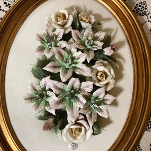 Large Vintage Italian Capodimonte Flower Porcelain Bouquet Wall Hanging ...