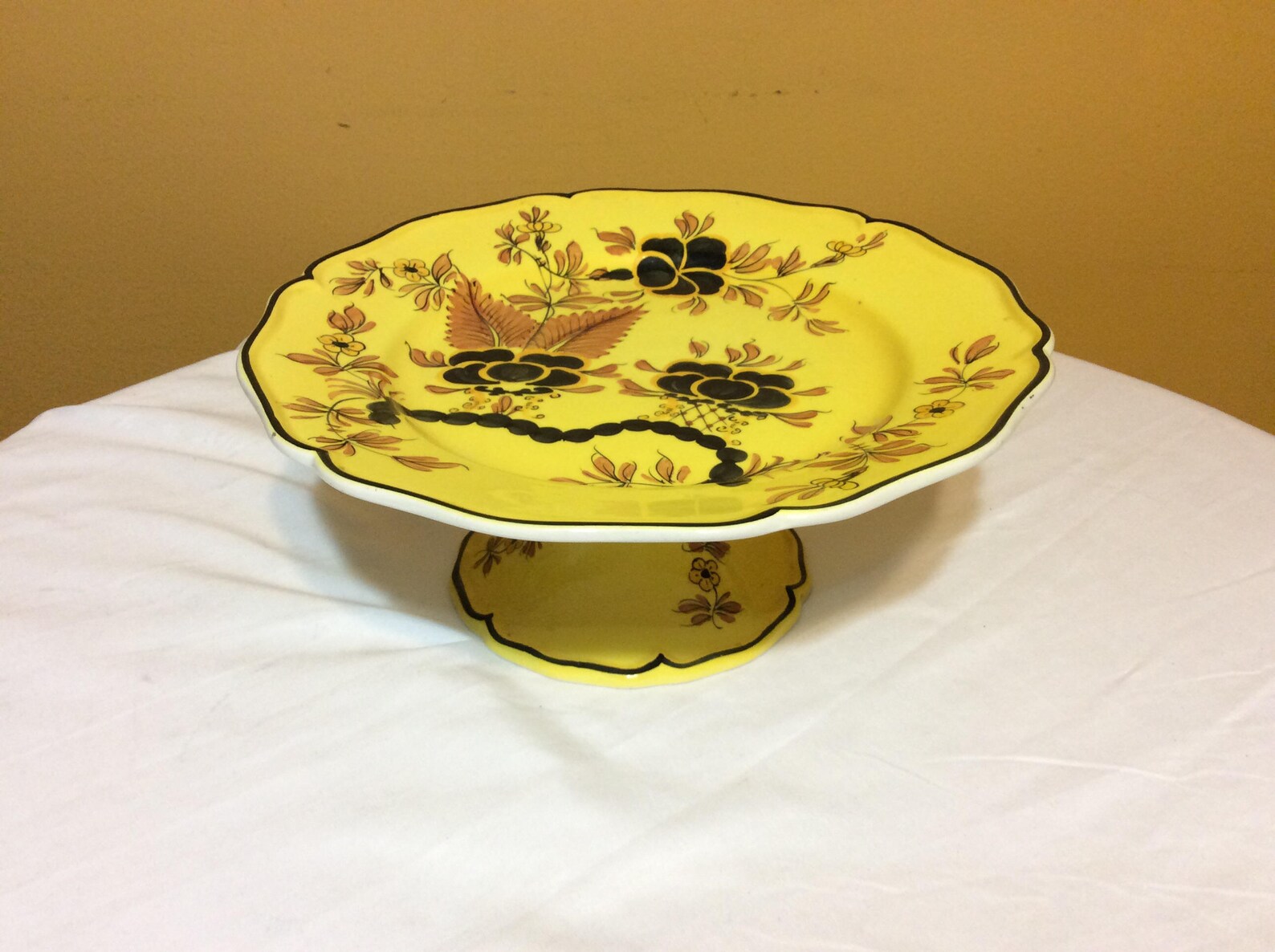 Italian Hand Painted Ceramic Pottery Plate with Pedestal | Etsy