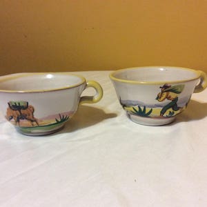 Vintage Peruvian Hand Painted Pottery Coffee/tea Cups Set - Etsy