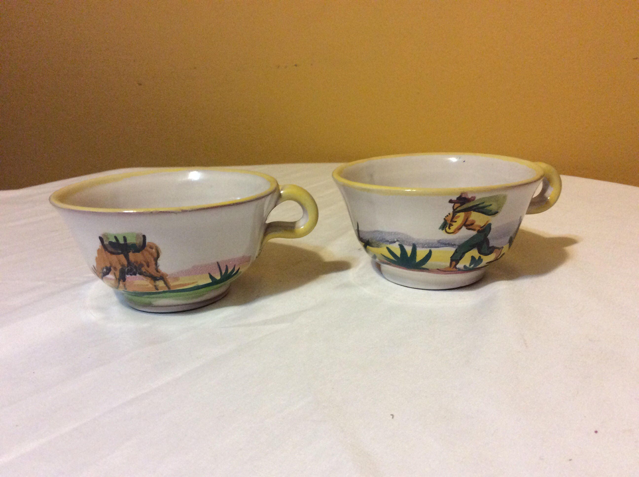 Vintage Peruvian Hand Painted Pottery Coffee/tea Cups Set - Etsy