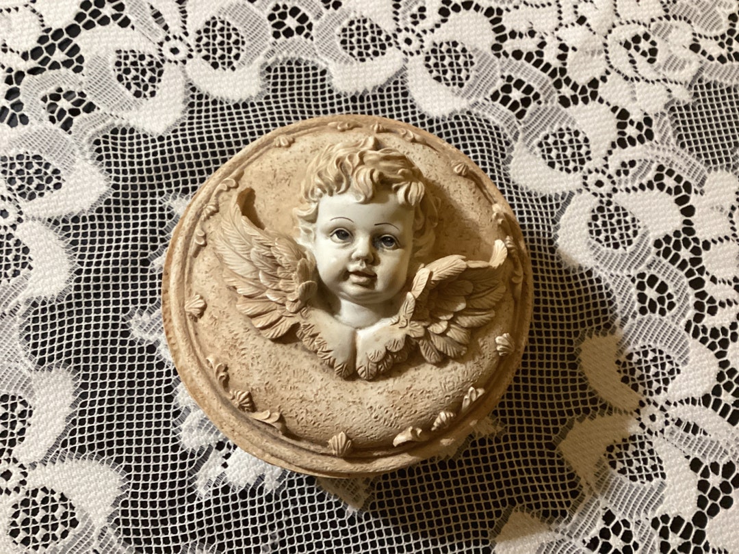 Vintage Cherub Trinket Box With Lid - Etsy