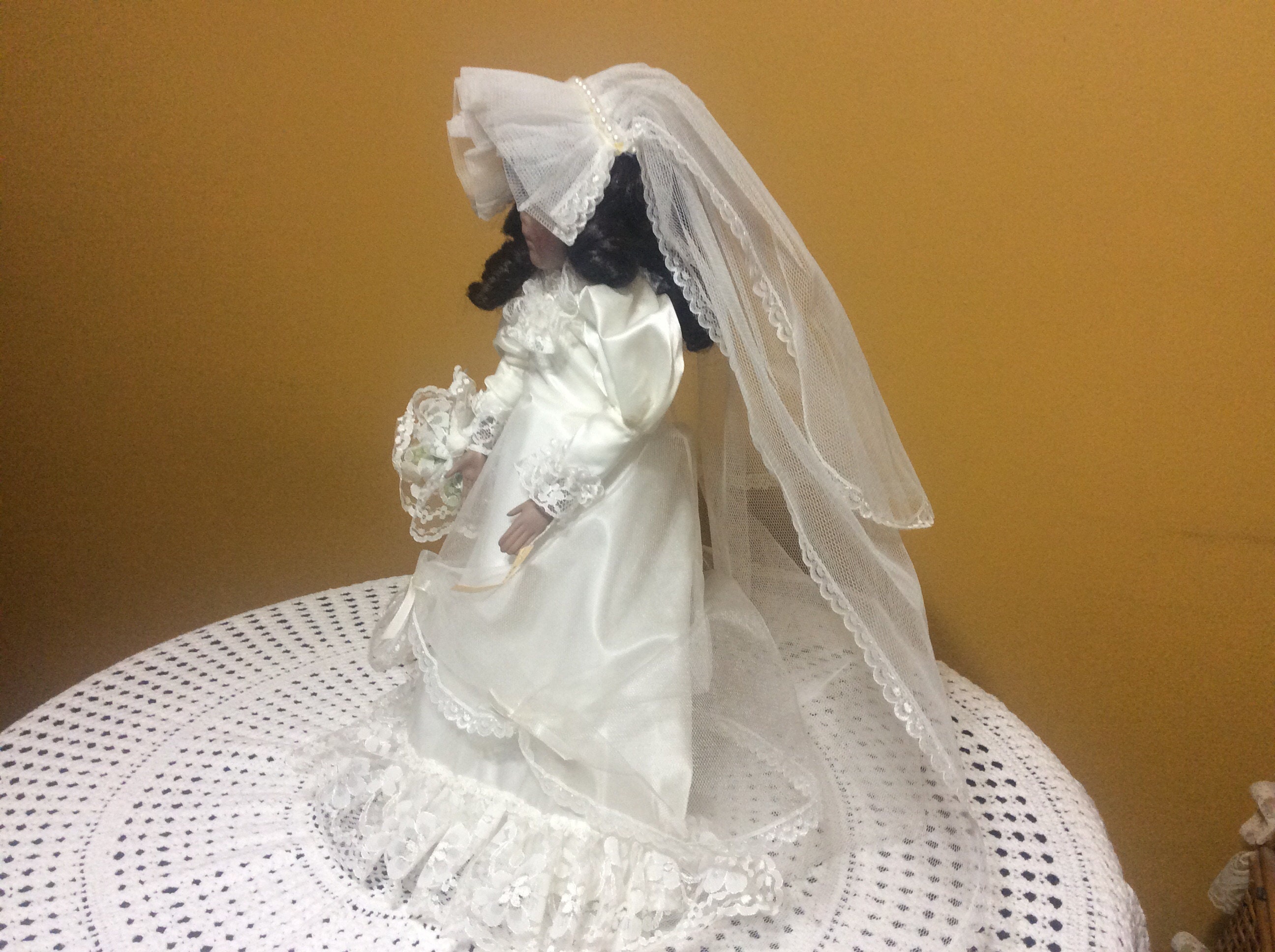 Vintage Porcelain African American Doll Bride 17 number 363 | Etsy