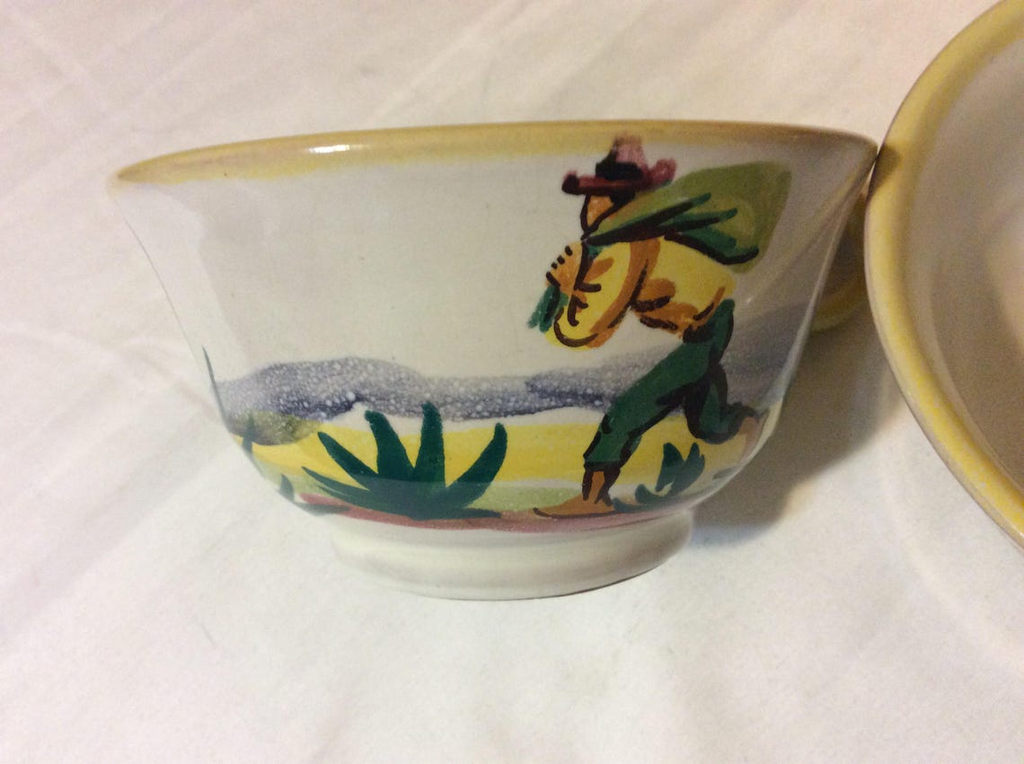 Vintage Peruvian Hand Painted Pottery Coffee/tea Cups Set - Etsy