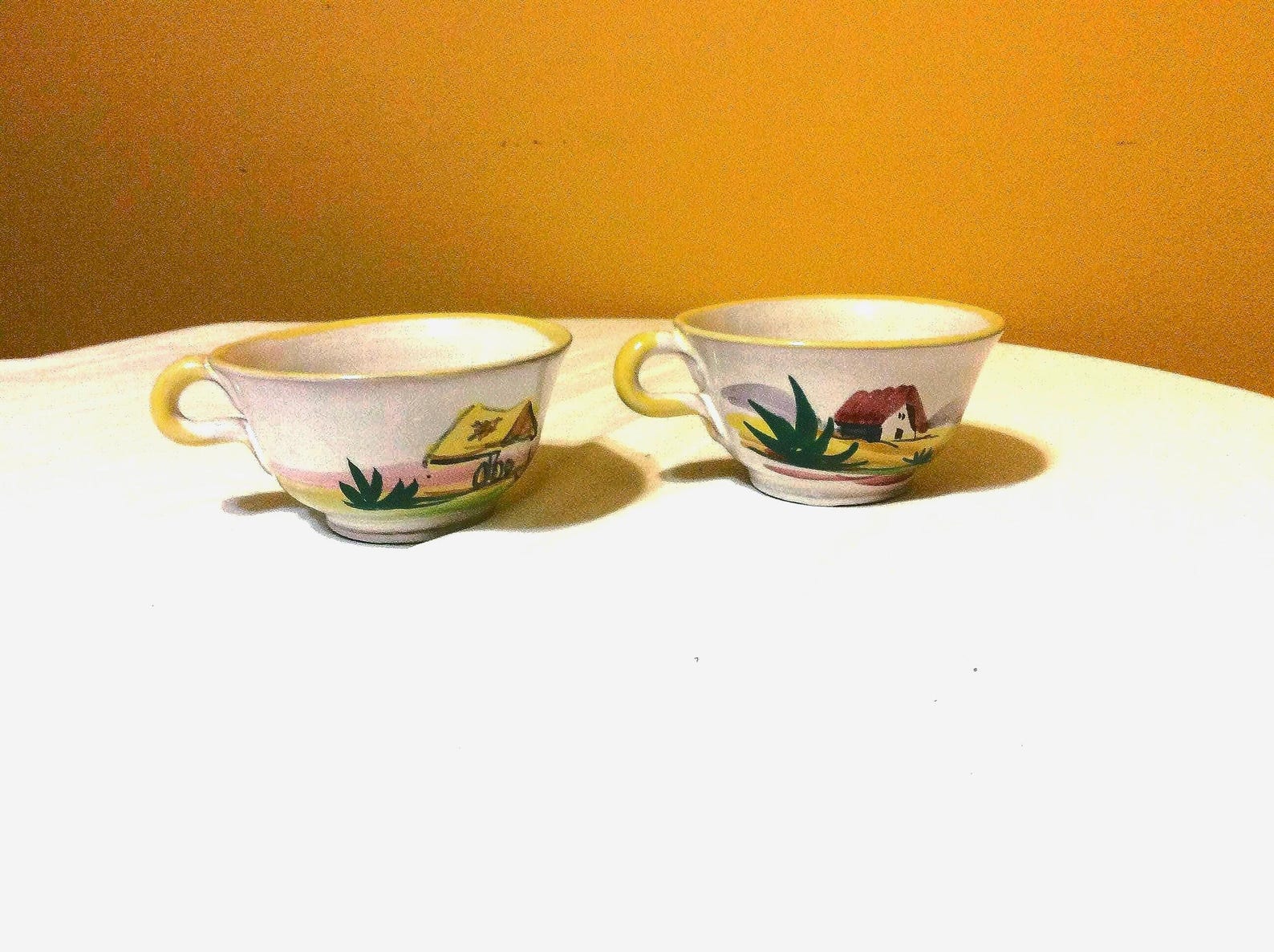Vintage Peruvian Hand Painted Pottery Coffee/tea Cups Set - Etsy