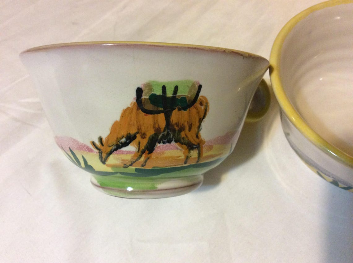 Vintage Peruvian Hand Painted Pottery Coffee/tea Cups Set - Etsy