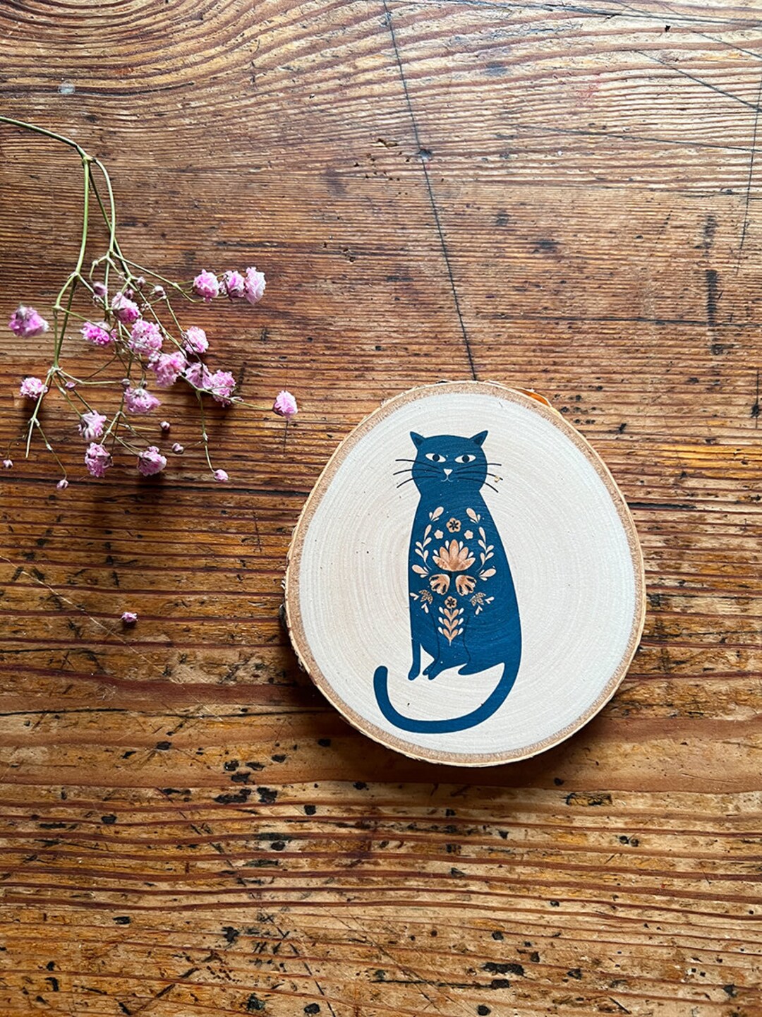 Wall Picture Birch Hygge Cat / Wall Decoration for the Children's Room ...