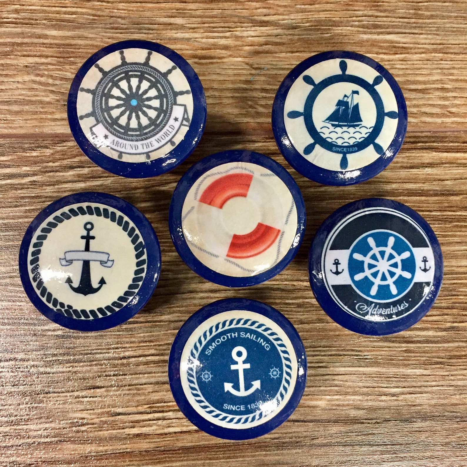 SET OF SIX Nautical Knobs 1.5 Inchcabinet Knobsdrawer | Etsy