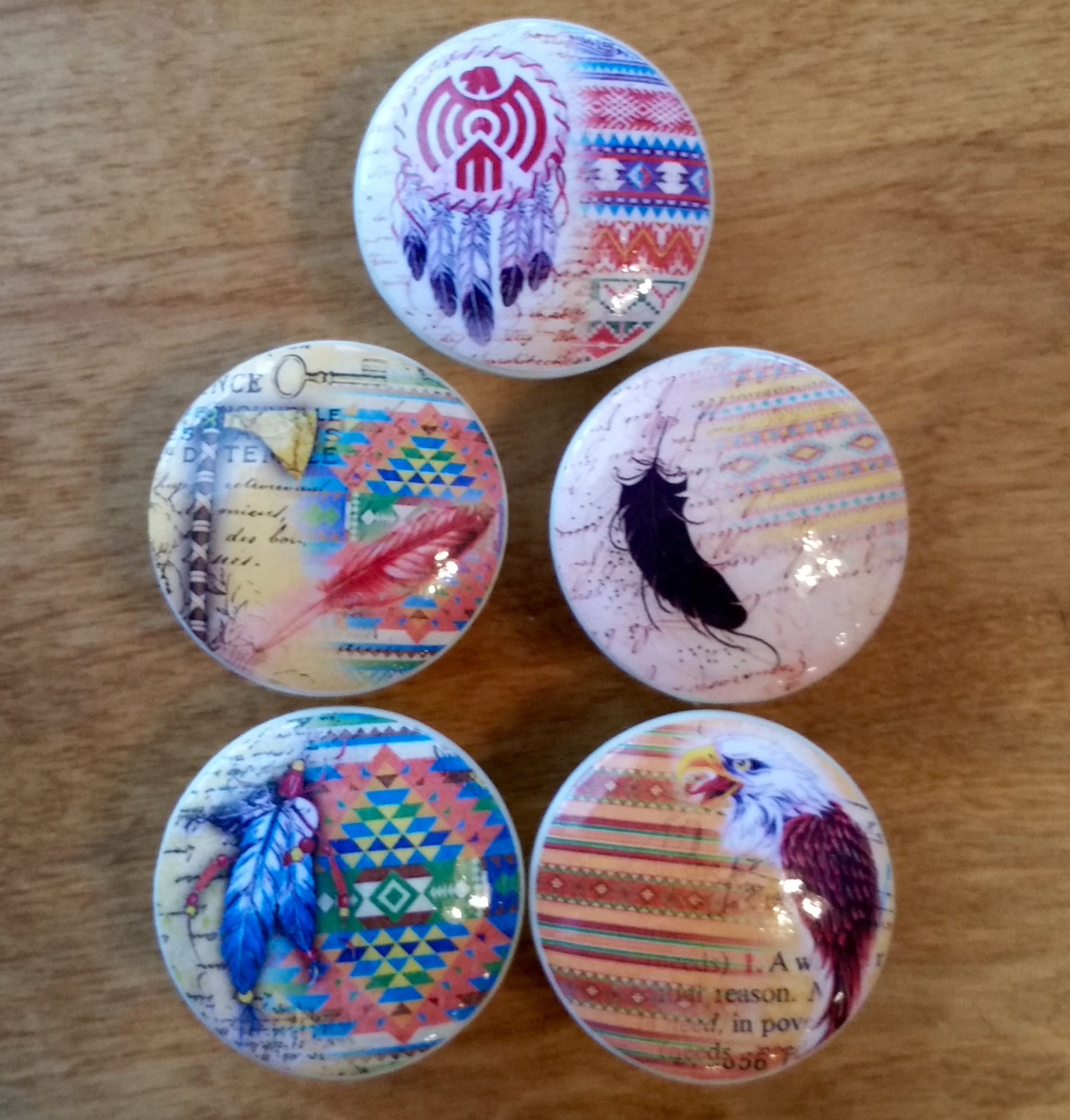 SET OF SIX,1.5 Inch Tribal, Native American, Cabinet Knobs,drawer Pulls ...