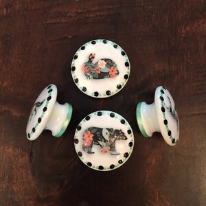 SET OF SIX, 1.5 Inch, Floral, Animal Knobs, Cabinet Knobs, Drawer Pulls, Horse, Elephant ...