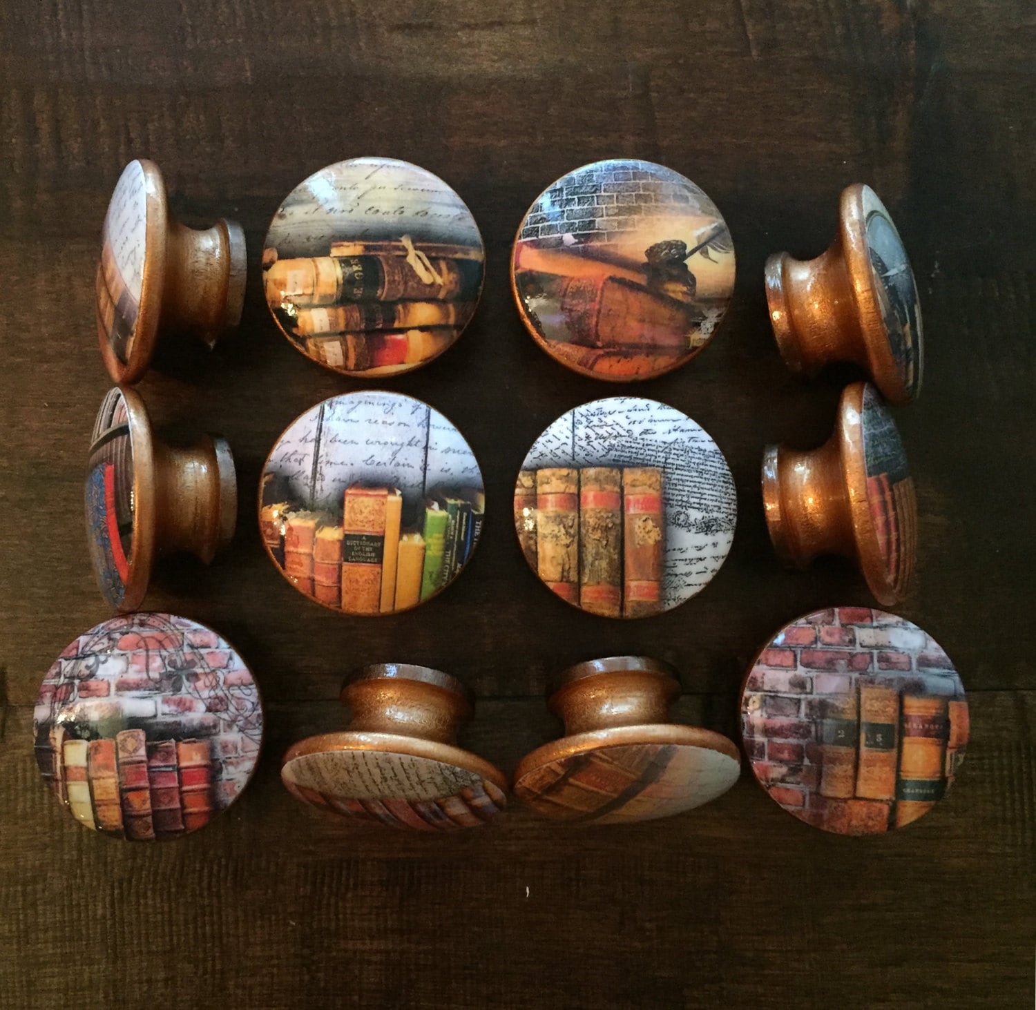 SET OF SIX 1.5 Inch Old Books Book Themed Knobs Cabinet - Etsy