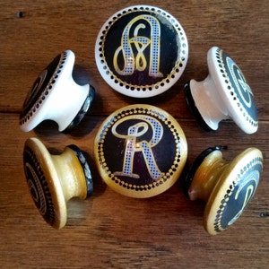 SET OF SIX, 1.5 Inch, Cabinet Knobs,drawer Pulls,initials on Knobs ...