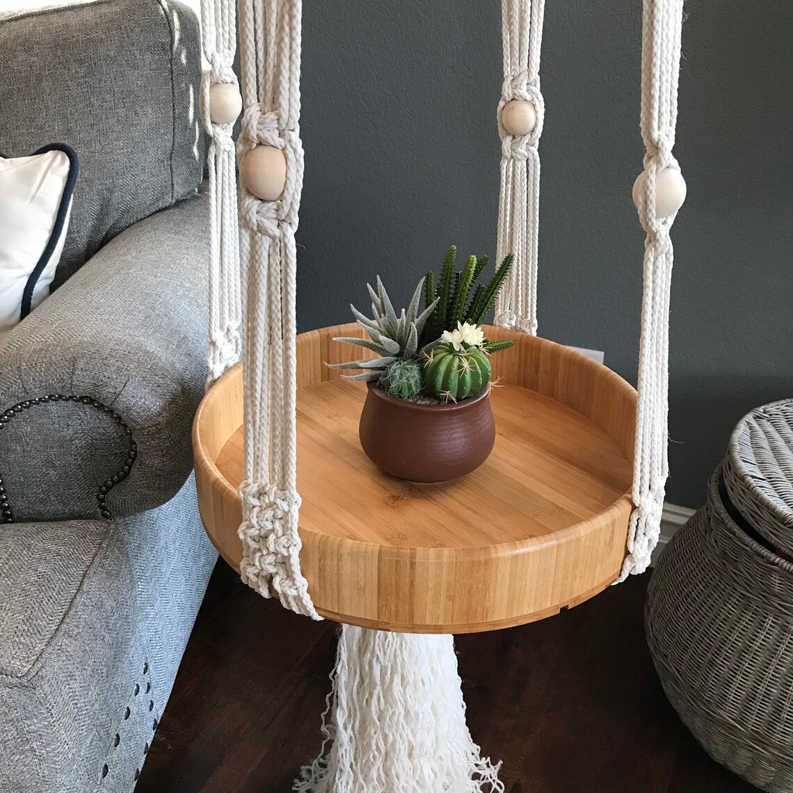 Macrame hanging tablemacrame shelfhanging tablefloating | Etsy