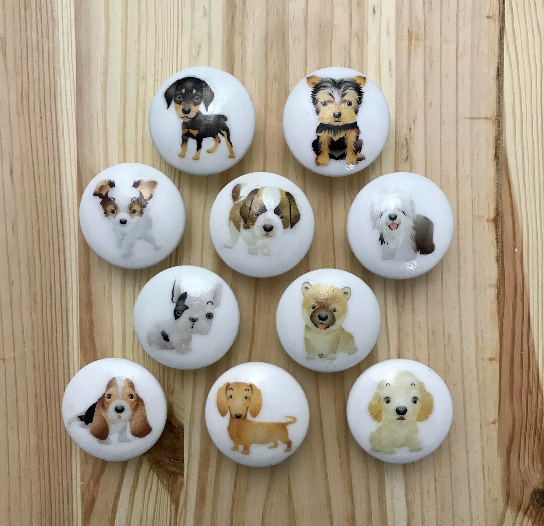 SET OF SIX, 1.5",dog Knobs,cabinet Knobs,drawer Pulls,rottweiler,yorkie ...
