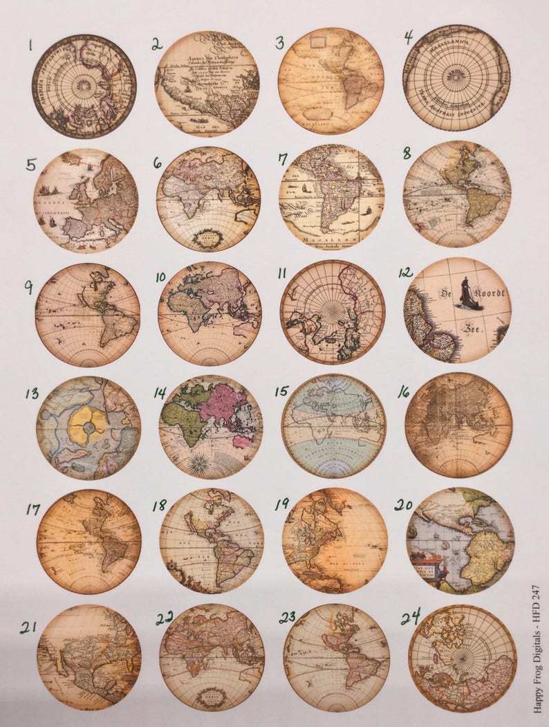 SET OF SIX1.5 Inch Old World Mapsworld Mapsmapscabinet | Etsy