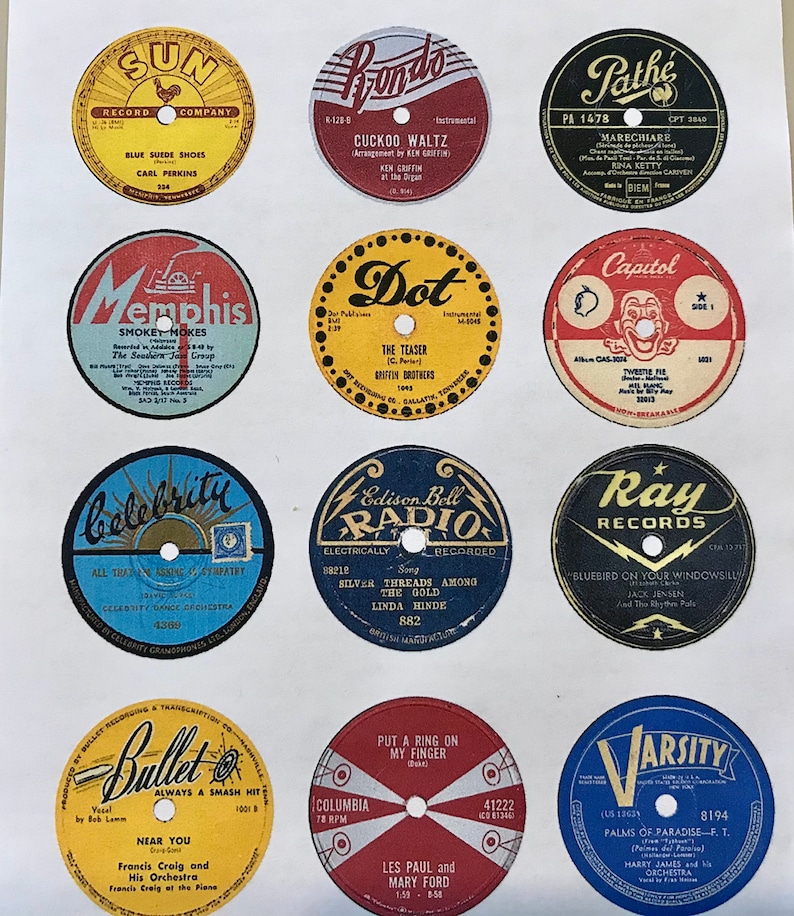 SET OF SIX1.5 inchalbum labelsrecord labelsvintagecabinet | Etsy