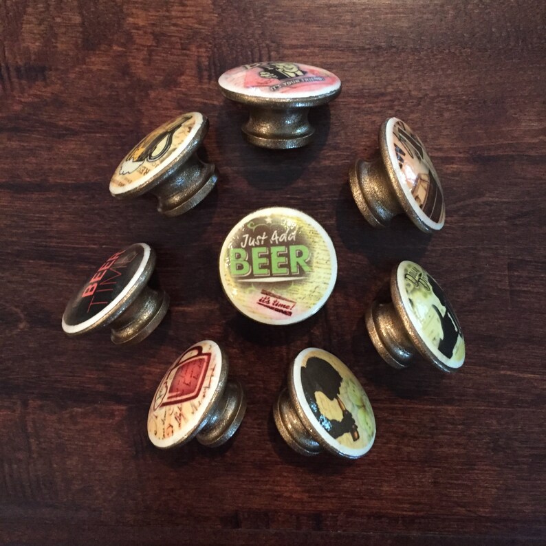 SET OF SIX, 1.5 Inch, Beer, Cabinet Knobs, Drawer Pulls, Brown, Bar ...