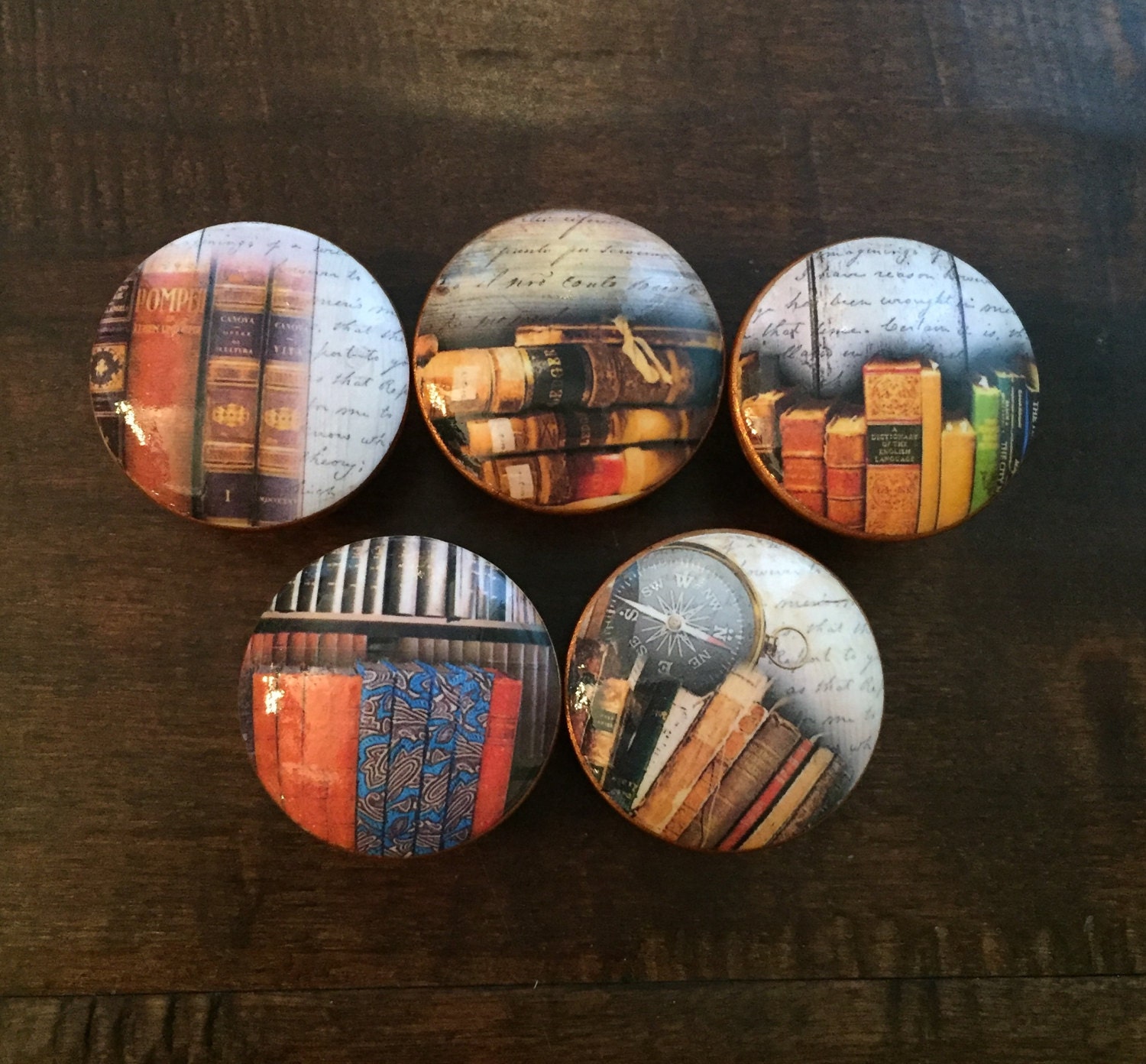 SET OF SIX 1.5 Inch Old Books Book Themed Knobs Cabinet - Etsy