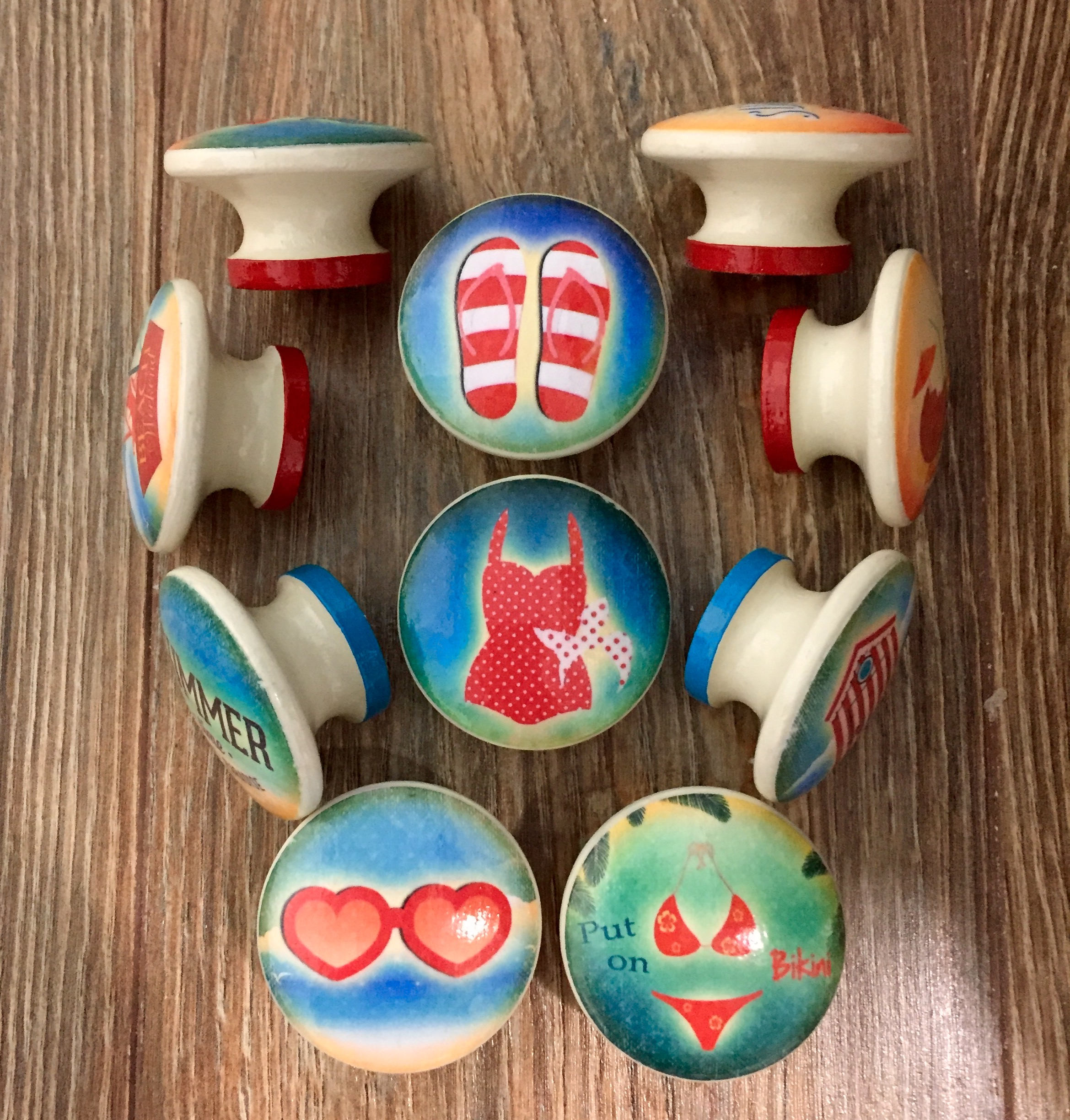 SET OF SIX, 1.5",beach Themed Knobs,vacation Home,cabinet Knobs,drawer ...
