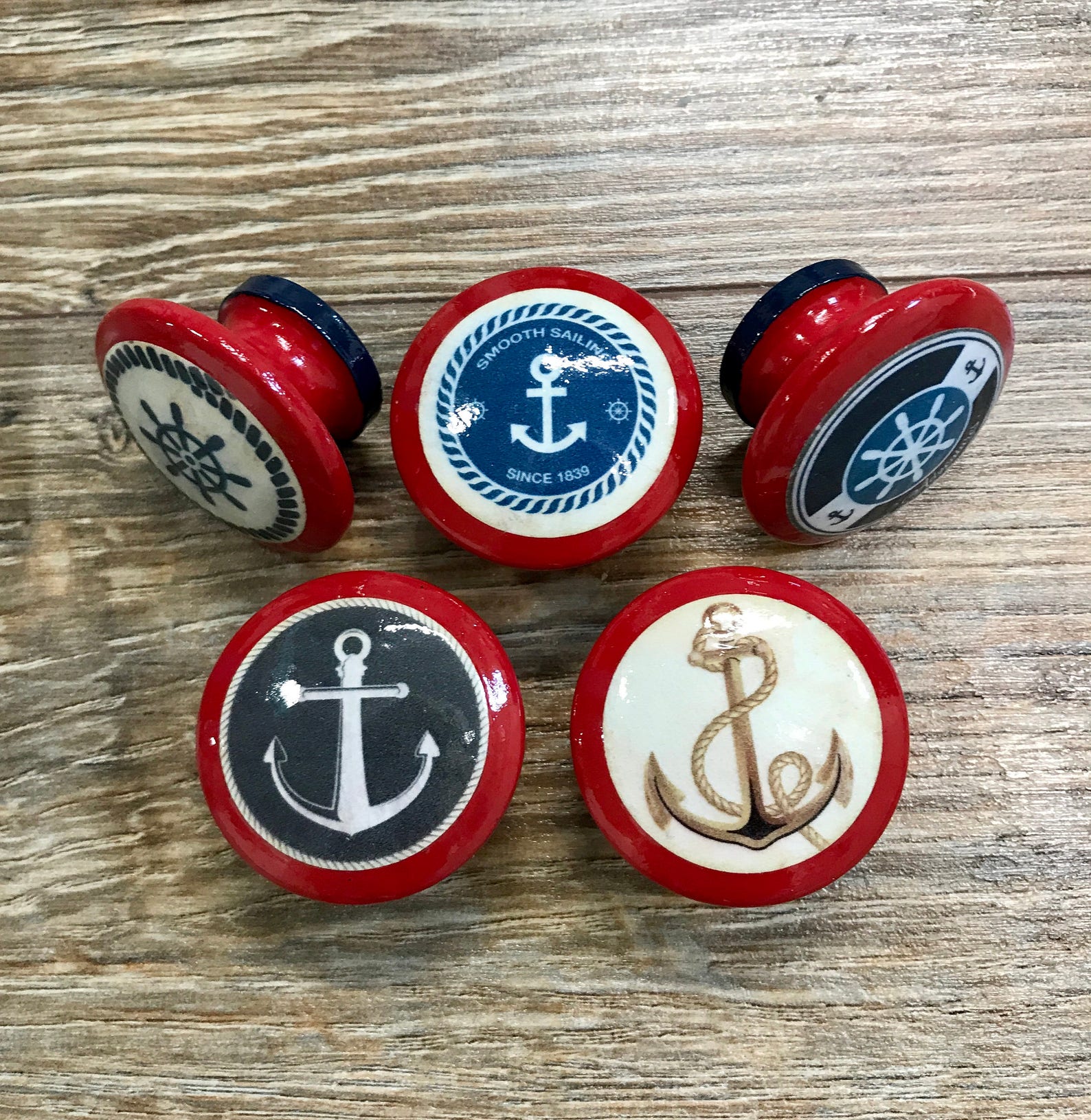 SET OF SIX Nautical Knobs 1.5 Inchcabinet Knobsdrawer | Etsy