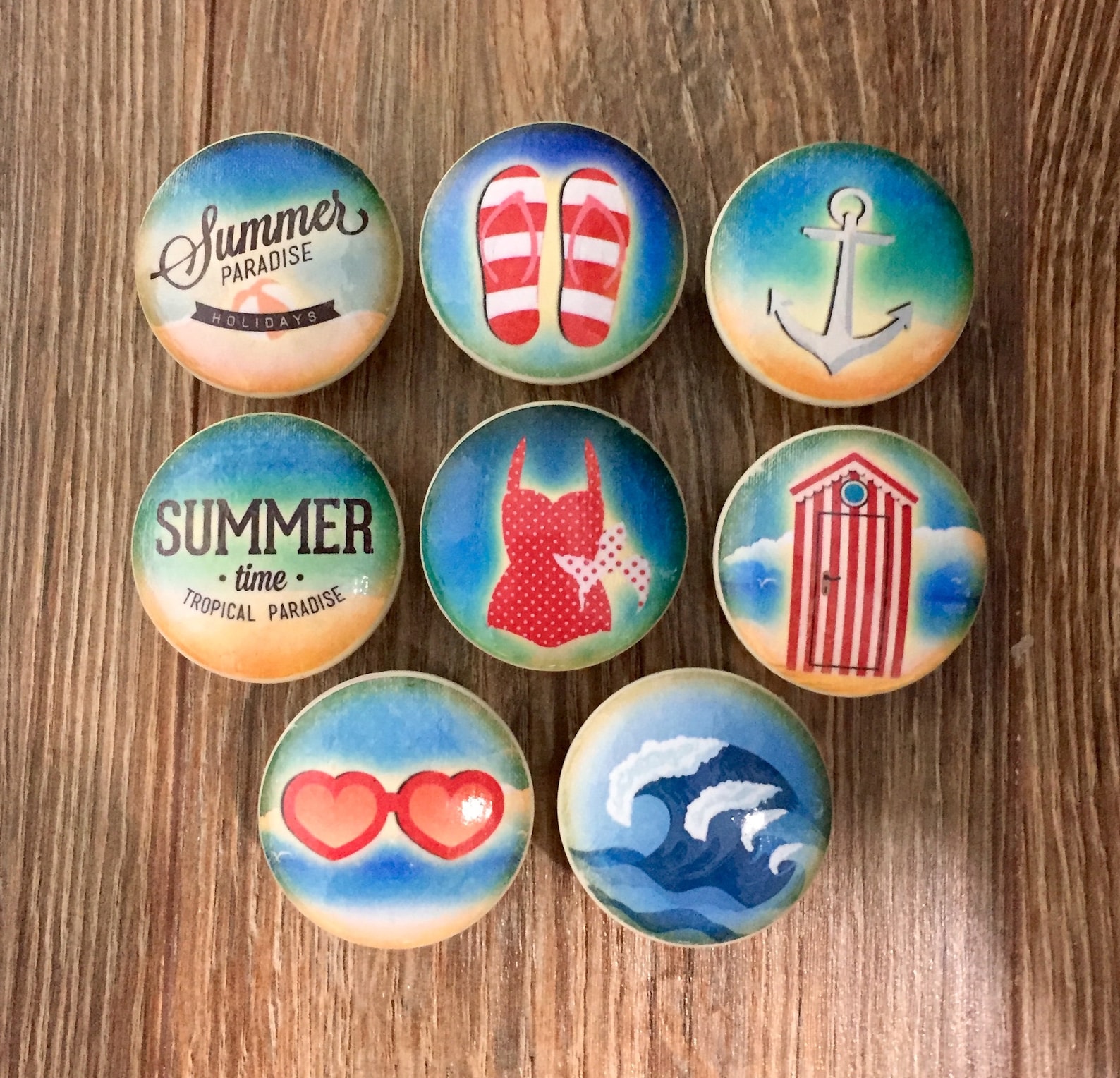SET OF SIX, 1.5",beach Themed Knobs,vacation Home,cabinet Knobs,drawer ...
