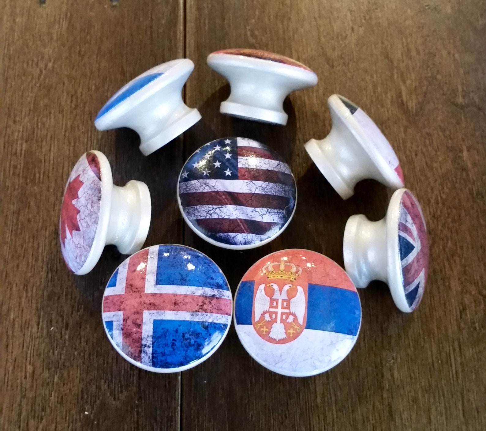 SET OF SIX, 1.5", Flag Knobs,vintage Flags,cabinet Knobs,drawer Pulls ...